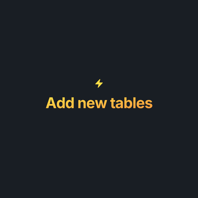 Add new tables · Tabs · Flashboard